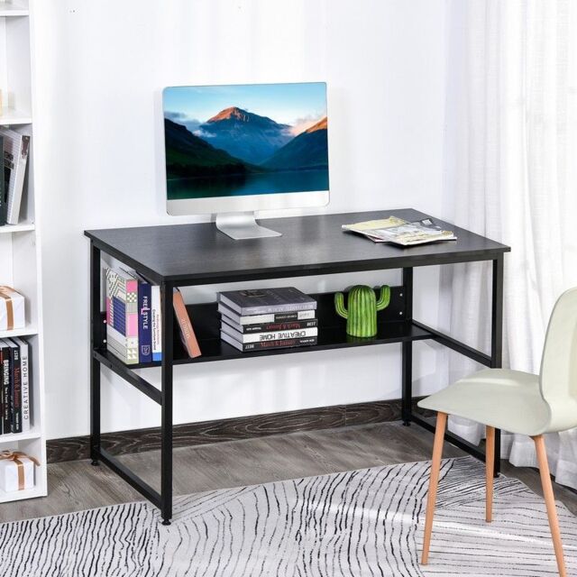 Homcom Computer Desk With Storage Shelf 120 X 60cm Home Office Desk ...