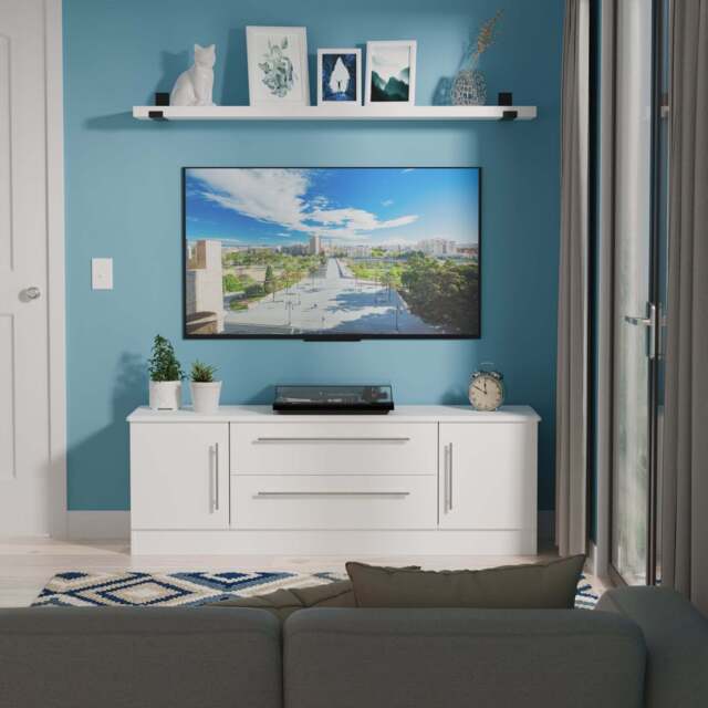 Sherwood TV Unit White 2 Drawers 2 Doors 146cm by Cherry Lane Garden ...
