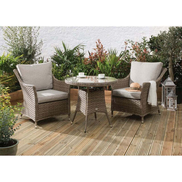 Arles Garden Bistro Set by Croft - 2 Seats Aluminium Full Round Weave ...