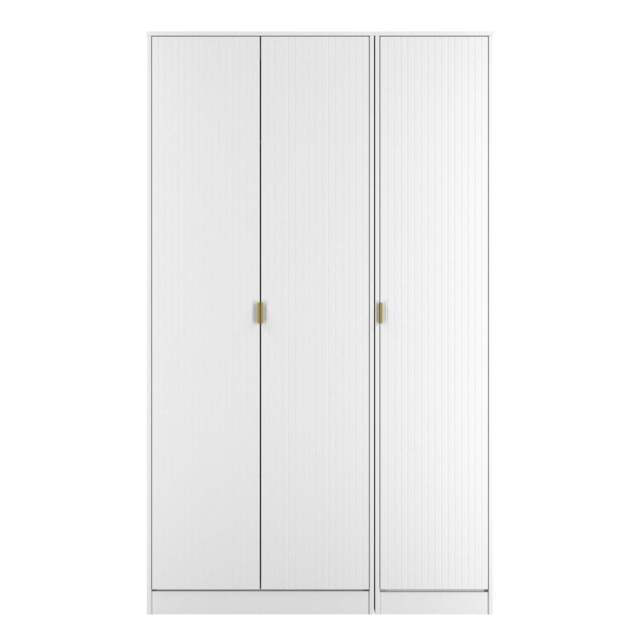Linear Tall Wardrobe White 3 Doors 1 Shelf 198cm by Cherry Lane Garden ...