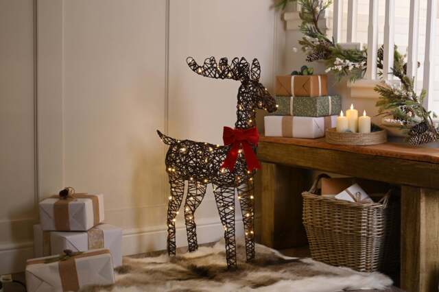 Christmas LED Christmas Reindeer With Bow - Warm White LED - 80cm by ...