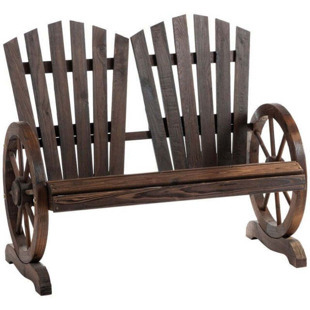 Outsunny Fir Logs Love Seats With Wheel-Shaped Armrests Large Load ...