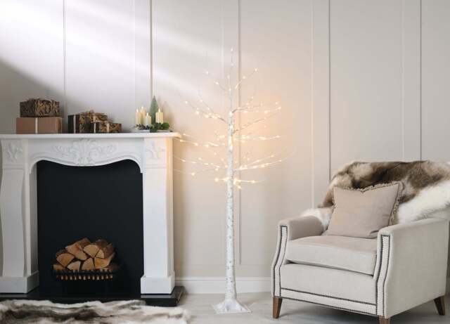 6ft Gypsophila Christmas Tree Artificial - White with LED Lights Warm ...
