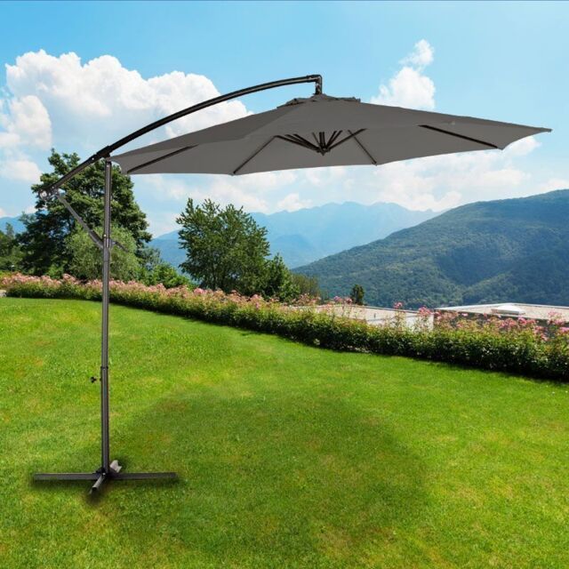 Overhang Garden Parasol by Croft - 3M Charcoal by Cherry Lane Garden ...