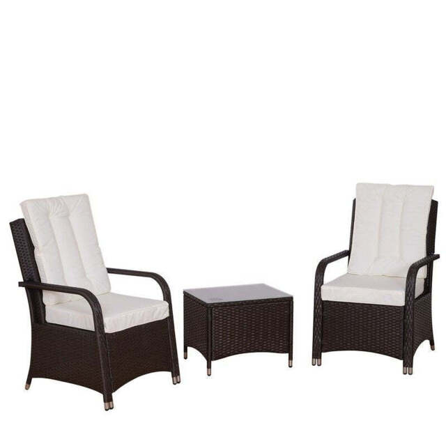 Outsunny 3 Pieces Outdoor Rattan Bistro Set by Cherry Lane Garden ...