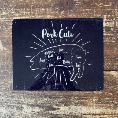 Vintage Butchers Cuts Of Pork Sign Metal Wall Mounted - 27cm by Cherry ...