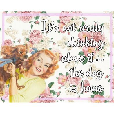 Vintage It's Not Really Drinking Alone If The Dog Is Home Sign Metal ...