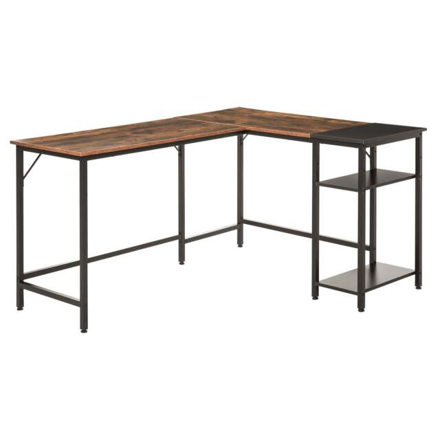 L-Shaped Computer Desk Industrial Cornor Writing Desk with Adjustable ...