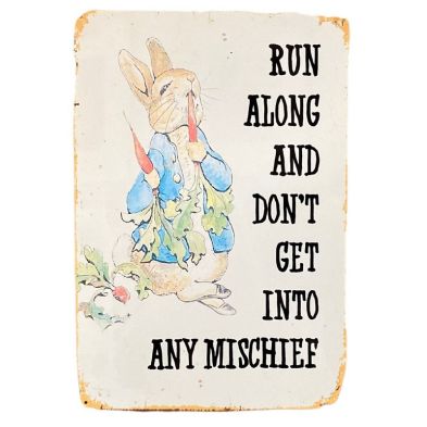 Peter Rabbit Sign Metal Wall Mounted - 41cm by Cherry Lane Garden ...