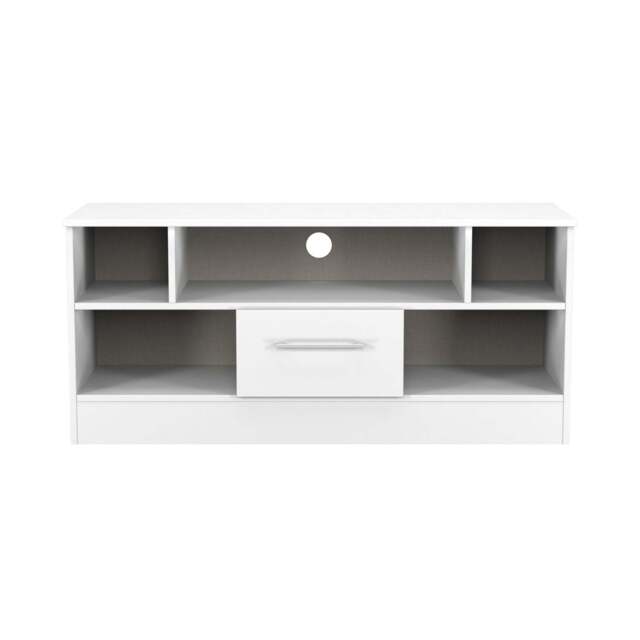 Worcester TV Unit White 5 Shelves 1 Drawer 110cm by Cherry Lane Garden ...