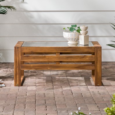 Conservatory Coffee Table Wood & Glass Light Brown by Cherry Lane ...