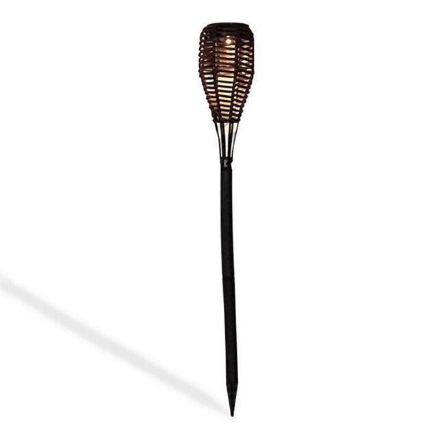 Rattan Effect Torch Stake Garden Solar Light by Callow by Cherry Lane ...