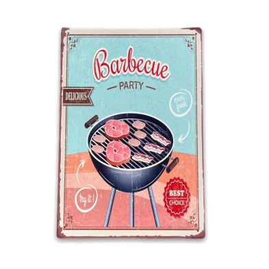 Vintage Barbecue Party Sign Metal Wall Mounted - 42cm by Cherry Lane ...