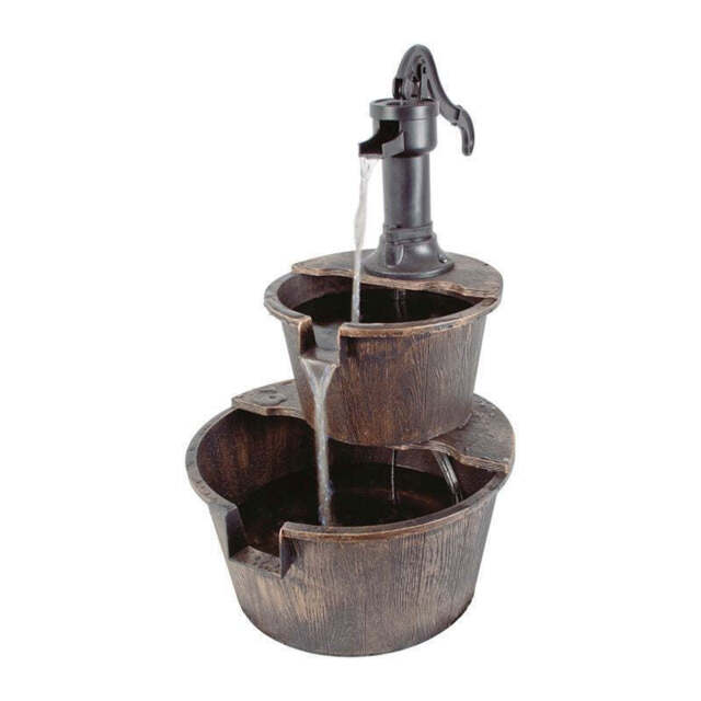2 Tier Outdoor Barrel Fountain Water Feature by Cherry Lane Garden ...