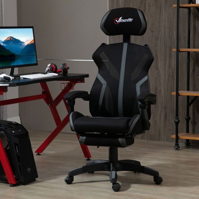 Vinsetto Mesh Office Chair Desk Swivel Task Recliner With Footrest ...