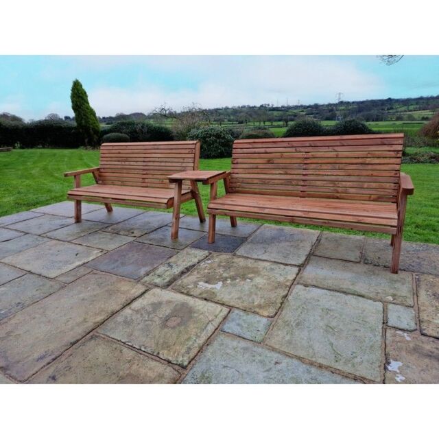 Swedish Redwood Straight Garden Tete a Tete by Croft - 6 Seats by ...