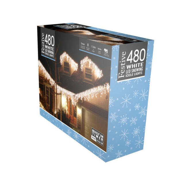String Icicle Christmas Lights Multifunction White Outdoor 480 LED - 16 ...