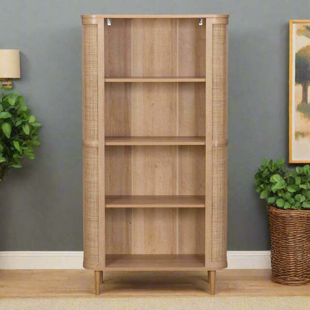 Stockholm Tall Bookcase Beige 4 Shelves by Cherry Lane Garden Centres ...
