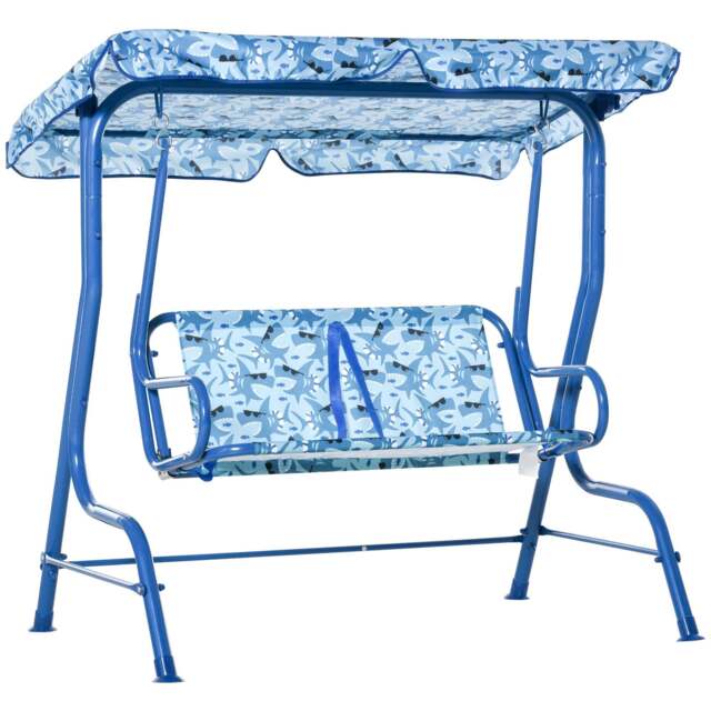 2 Seater Kids Swing Chair Double Garden Swing Seat w/ Belt Adjustable ...