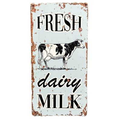 Vintage Fresh Dairy Milk Sign Metal Wall Mounted - 30cm by Cherry Lane ...