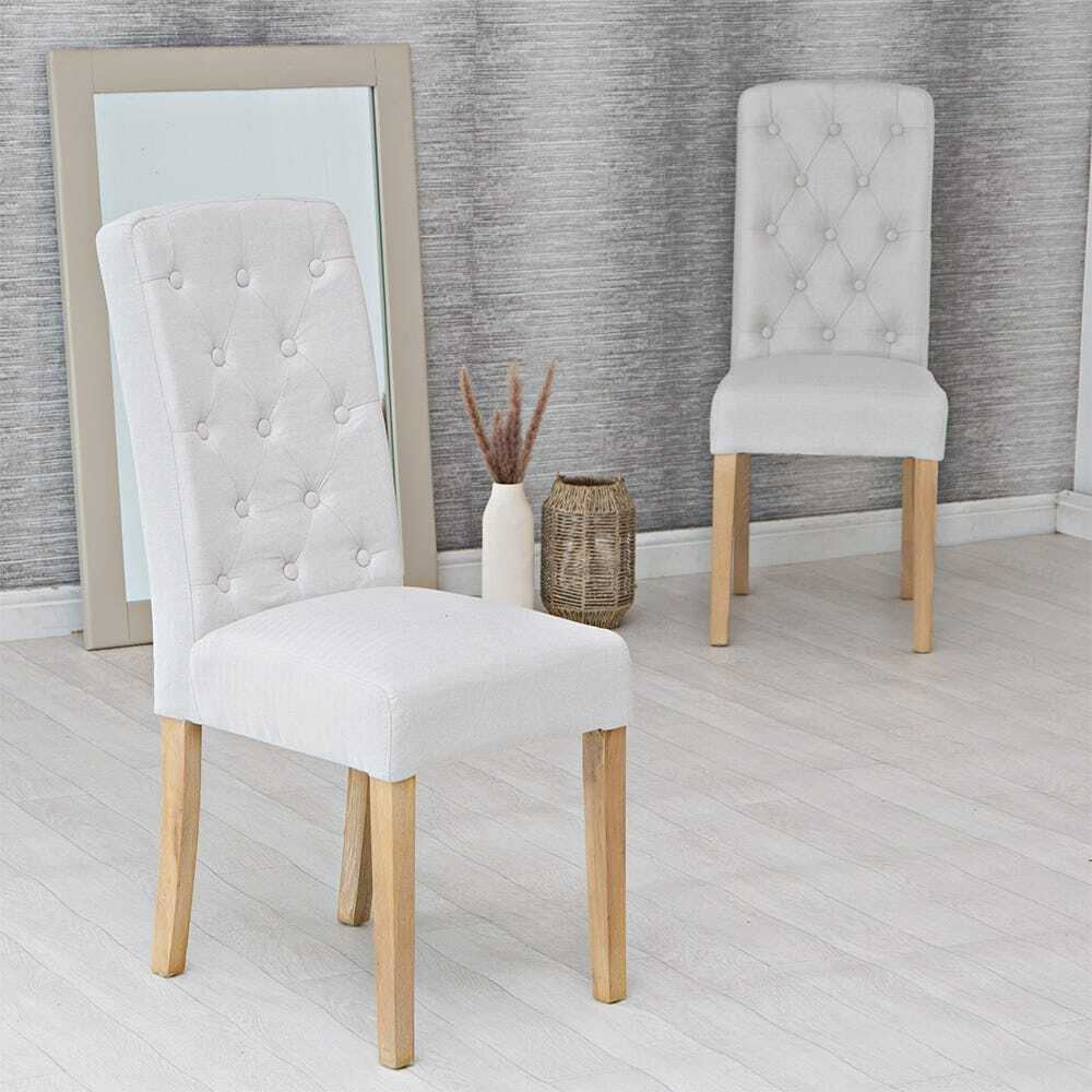 Salerno Beige Classic Button Back Dining Chair by Chiltern Oak ...