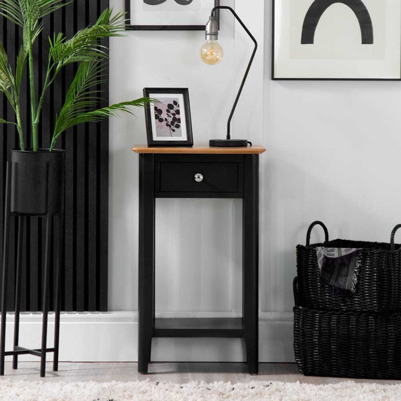 Bergen Black Painted Oak Telephone Table by Chiltern Oak Furniture ...