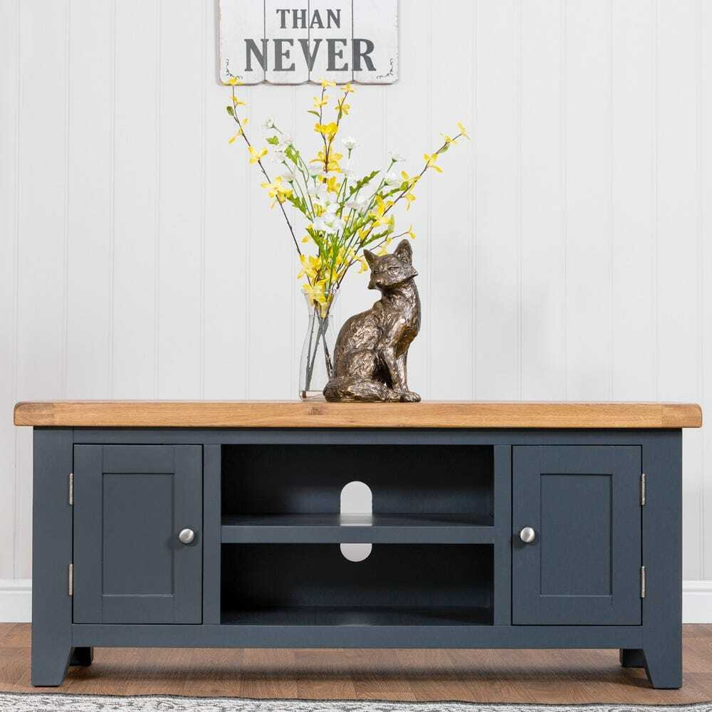 Hampshire Blue Painted Oak Large TV Unit by Chiltern Oak Furniture ...