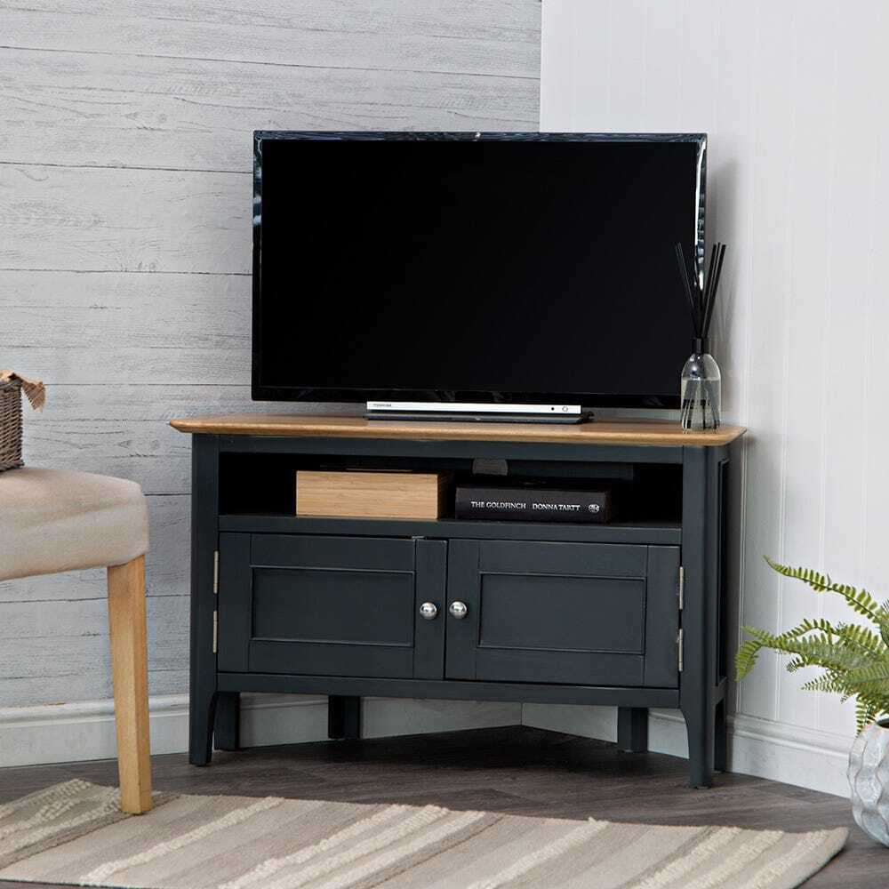 Bergen Blue Painted Oak Corner TV Unit by Chiltern Oak Furniture ...