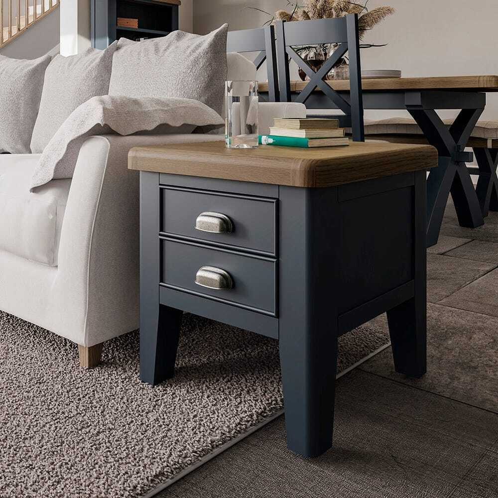 Wessex Smoked Oak Blue Painted Lamp Table by Chiltern Oak Furniture ...
