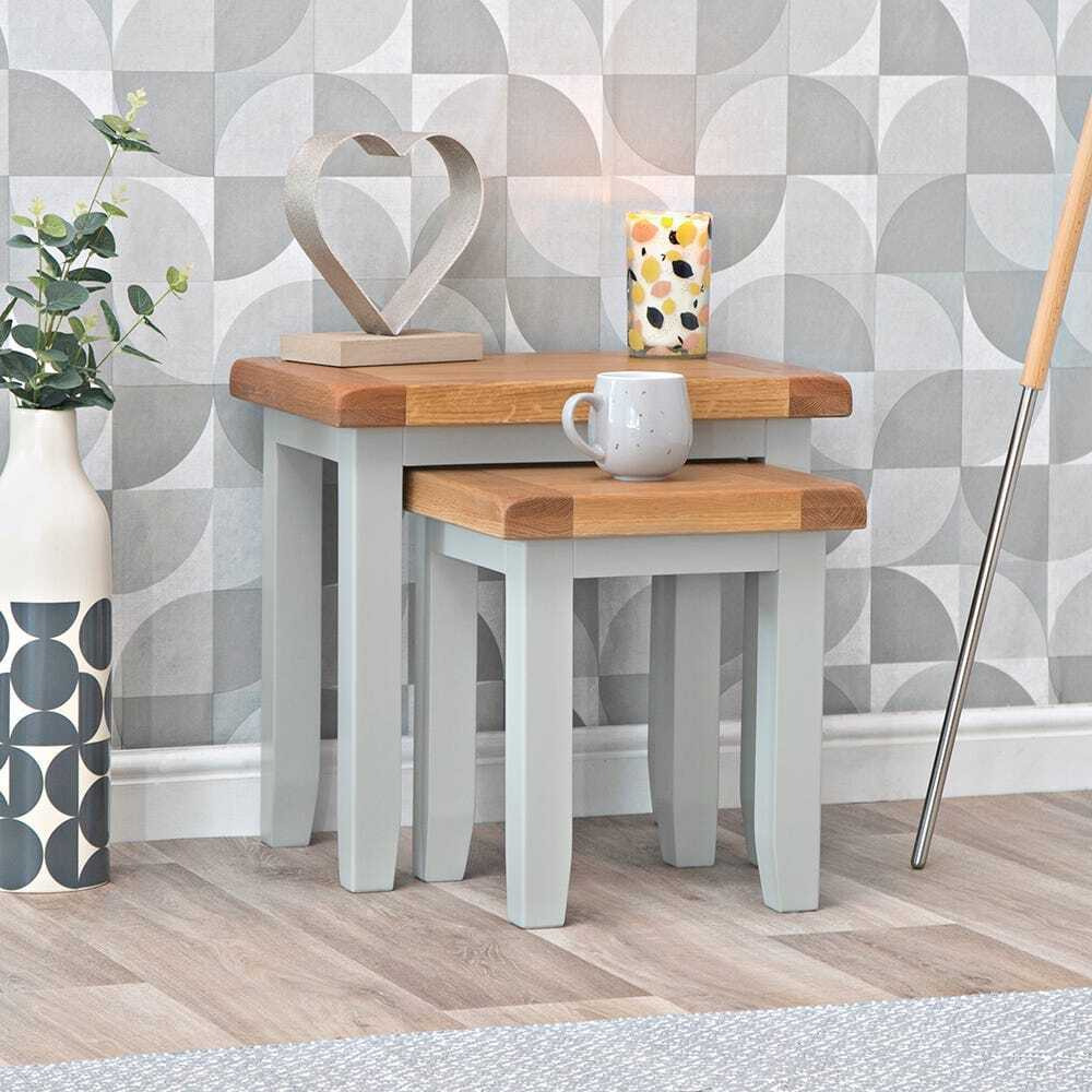 Hampshire Grey Painted Oak Nest of 2 Tables by Chiltern Oak Furniture ...