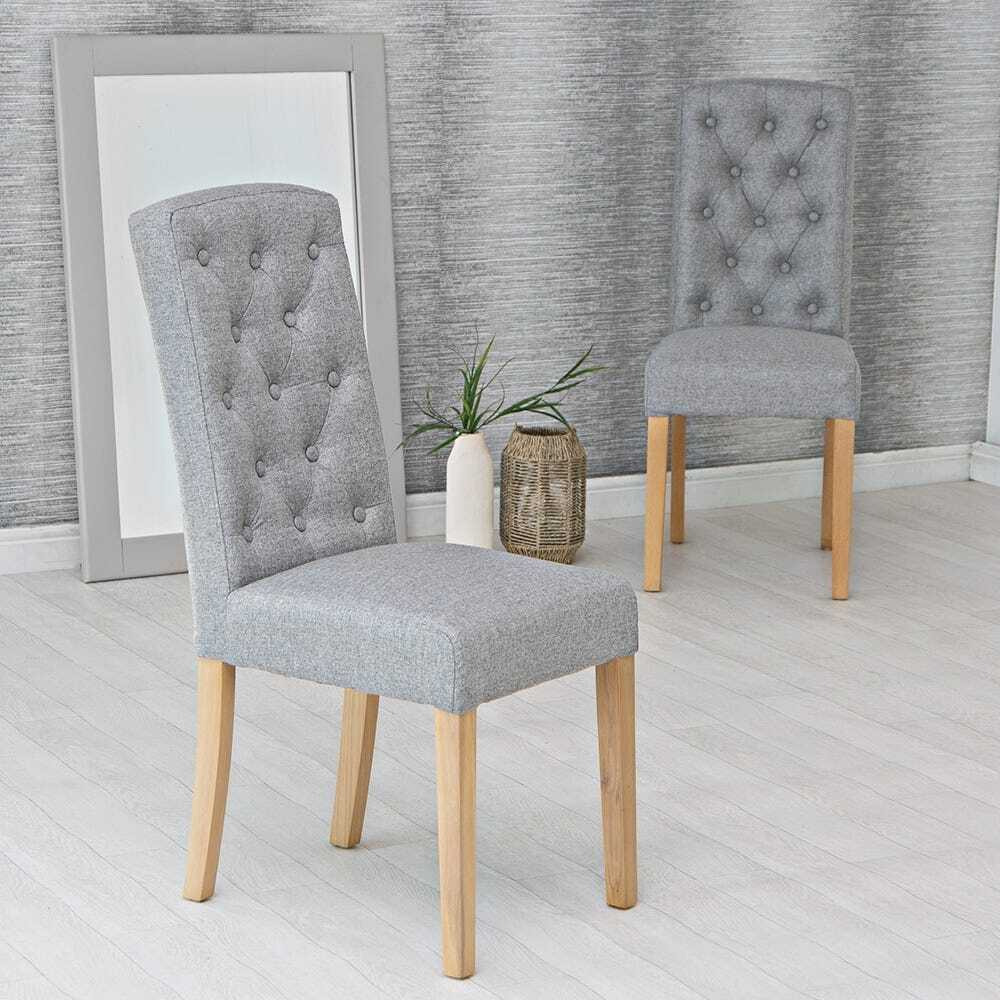 Salerno Light Grey Classic Button Back Dining Chair by Chiltern Oak ...