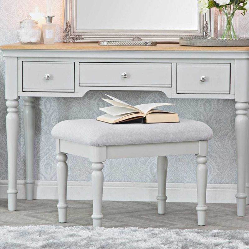 Harrington Grey Painted Stool by Chiltern Oak Furniture | ufurnish.com