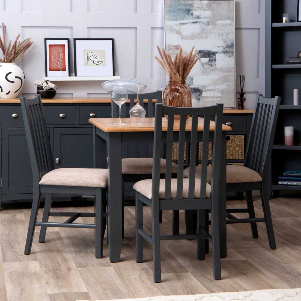 Gloucester Midnight Grey Painted Fixed Top Dining Table by Chiltern Oak ...