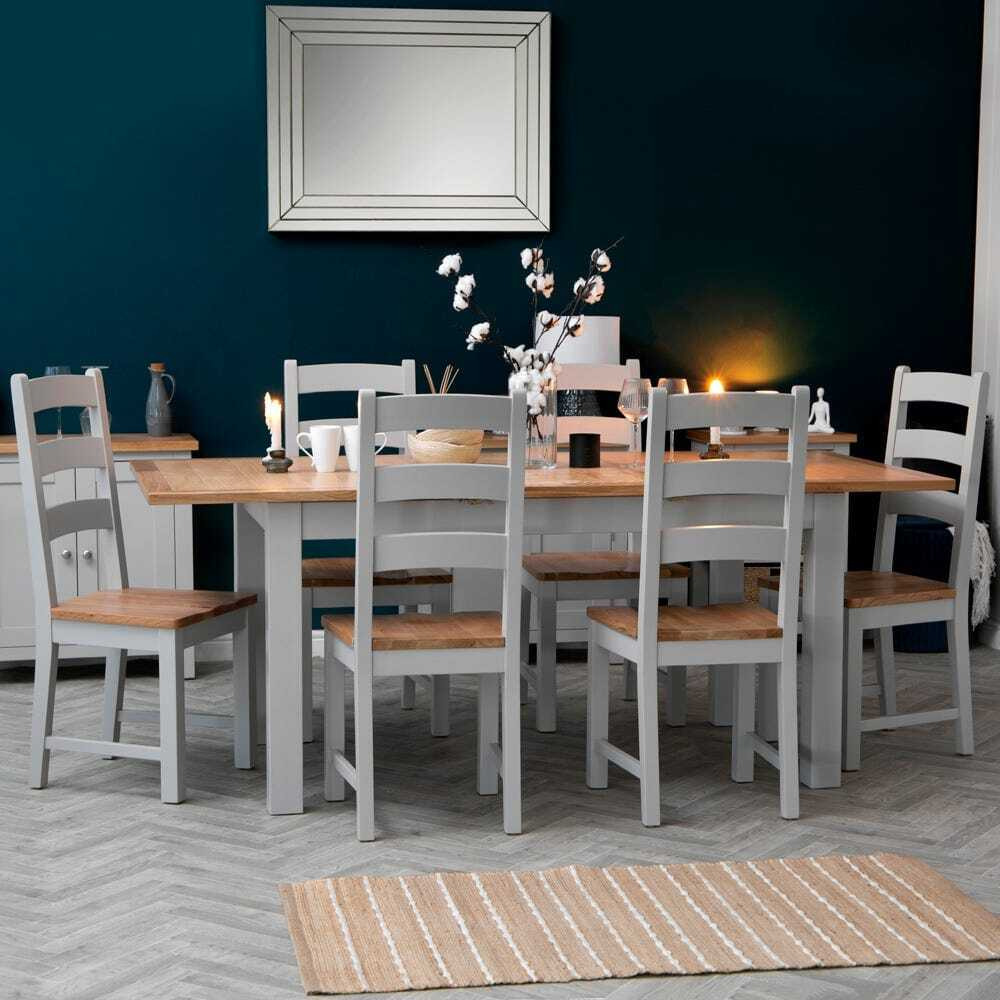 Salisbury Grey Painted Oak 1.5m Butterfly Extending Dining Table by ...