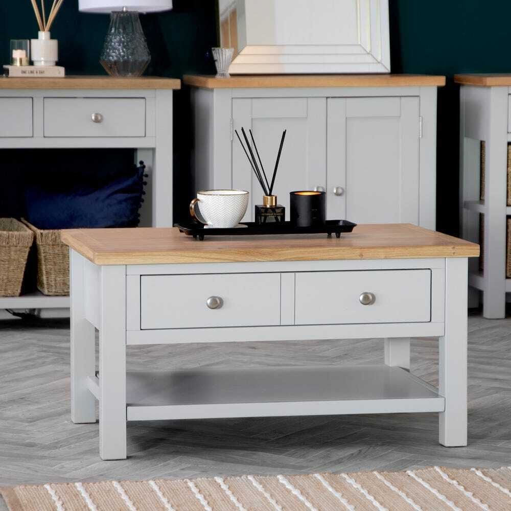 Salisbury Grey Painted Oak Coffee Table by Chiltern Oak Furniture ...