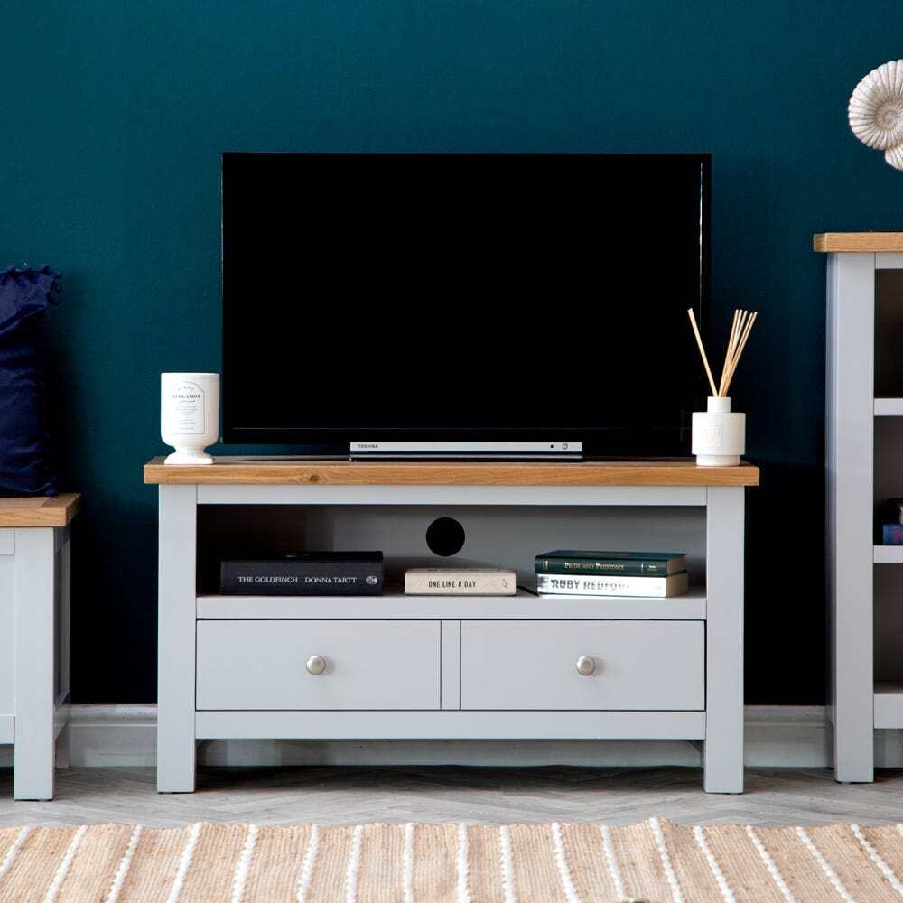 Salisbury Grey Painted Oak Small TV Unit by Chiltern Oak Furniture ...