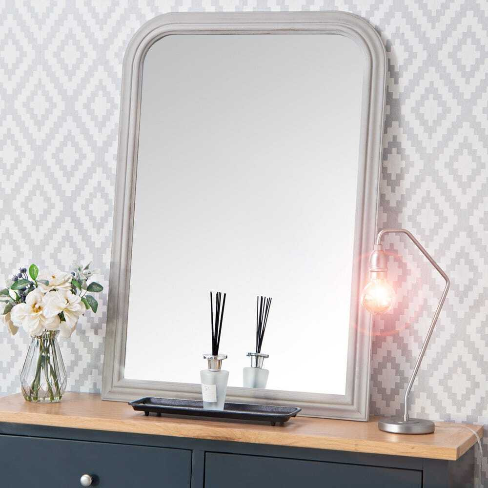 Salzburg Grey Arched Rectangular Wall Mirror 70 x 100cm by Chiltern Oak ...