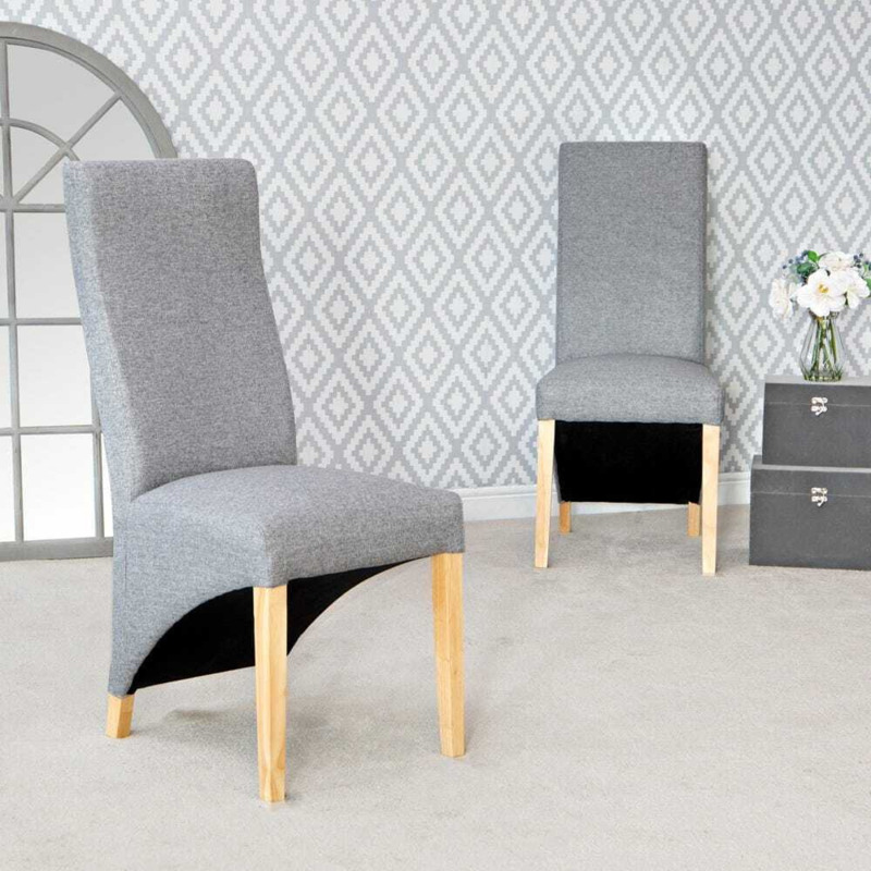 Hardingham Light Grey Wave Back Dining Chair by Chiltern Oak Furniture | ufurnish.com