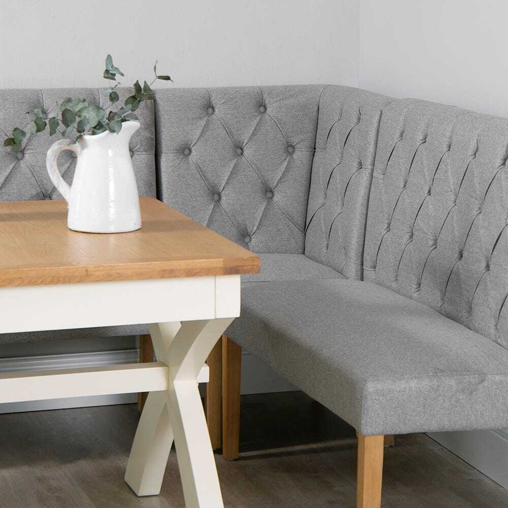 Torino Light Grey Scroll Back Corner Bench by Chiltern Oak Furniture ...