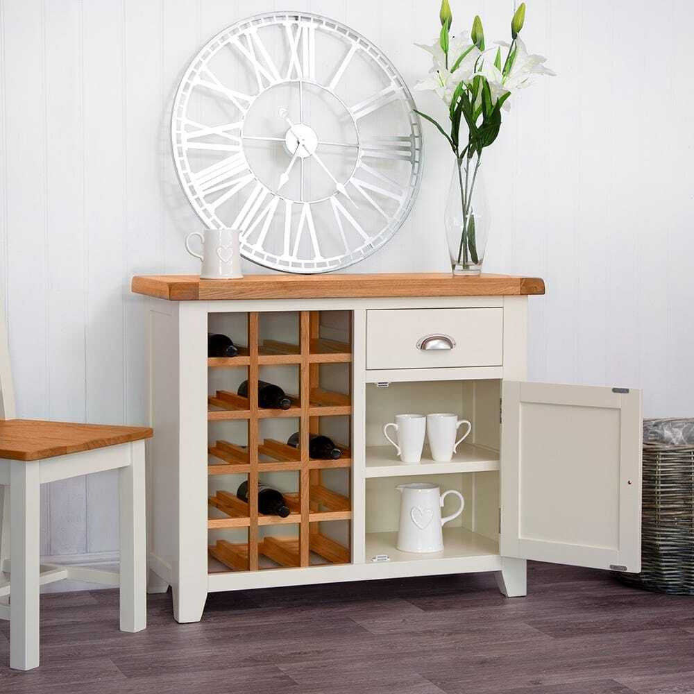Hampshire Ivory Painted Oak Small Sideboard Wine Rack by Chiltern Oak ...
