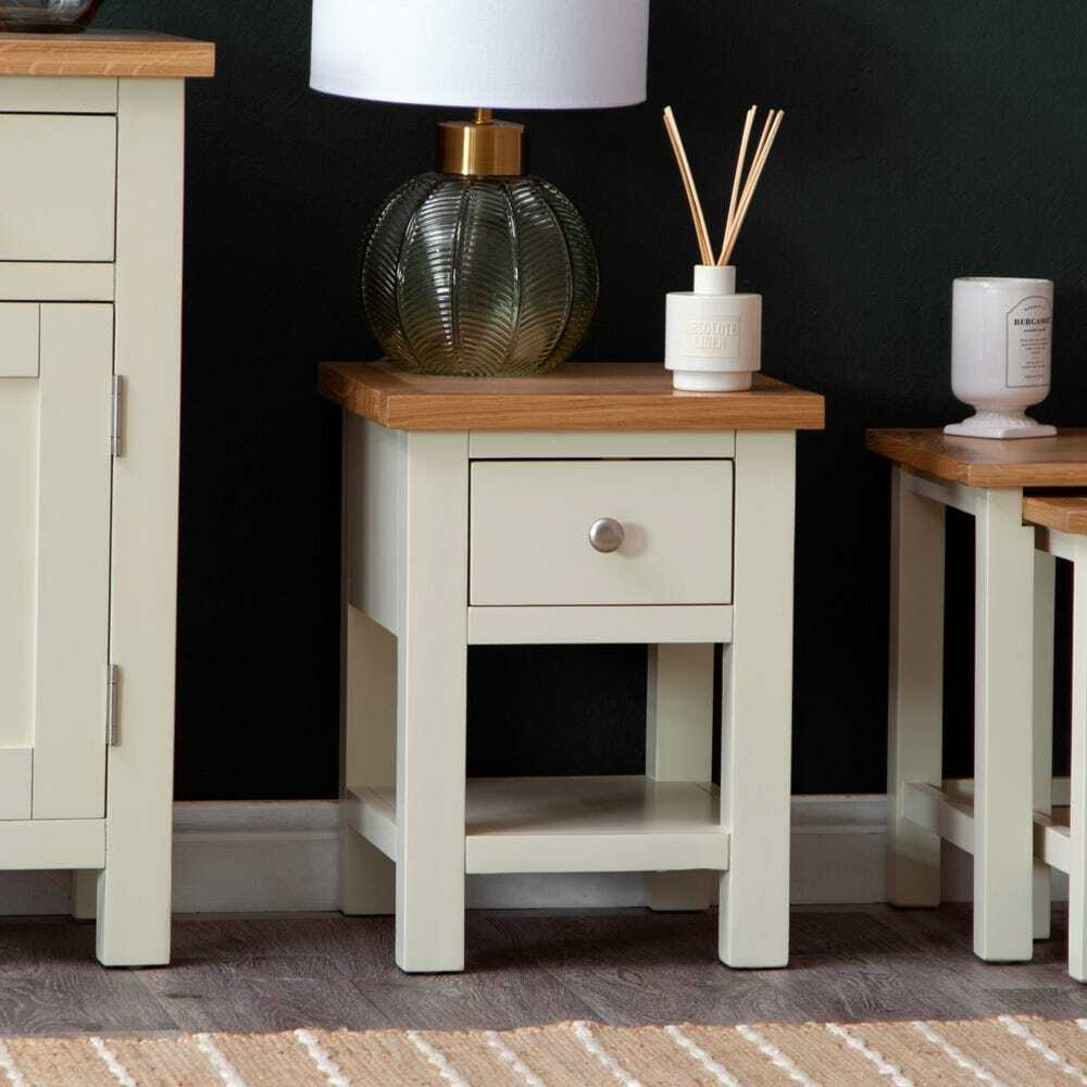 Salisbury Ivory Painted Oak Slim Lamp Table by Chiltern Oak Furniture ...