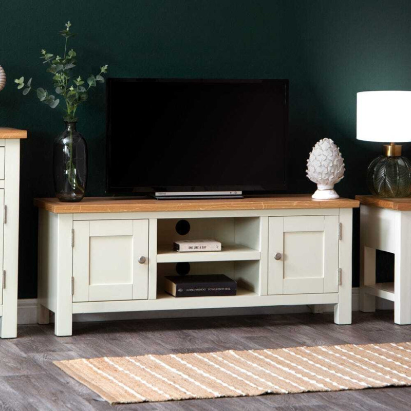 Salisbury Ivory Painted Oak Large TV Unit by Chiltern Oak Furniture ...