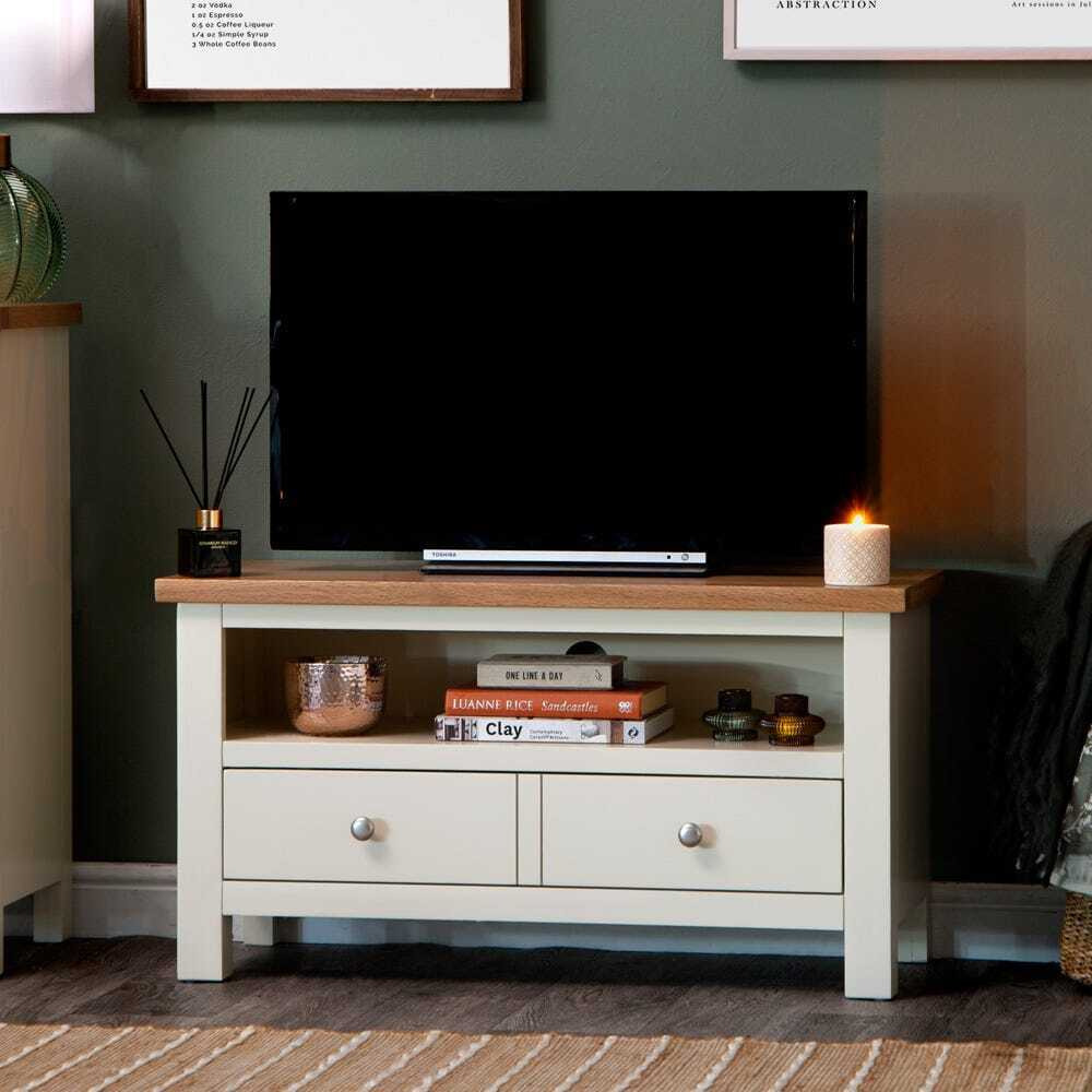 Salisbury Ivory Painted Oak Small TV Unit by Chiltern Oak Furniture ...