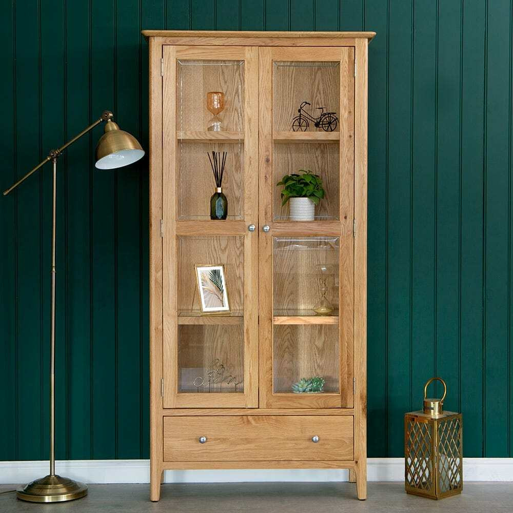 Bergen Oak Glass Display Cabinet by Chiltern Oak Furniture | ufurnish.com