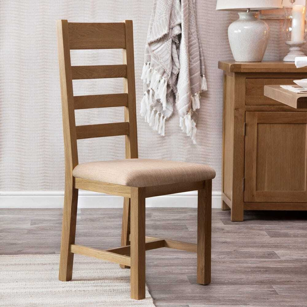 Winchester Oak Ladder Back Chair With Fabric Seat by Chiltern Oak ...