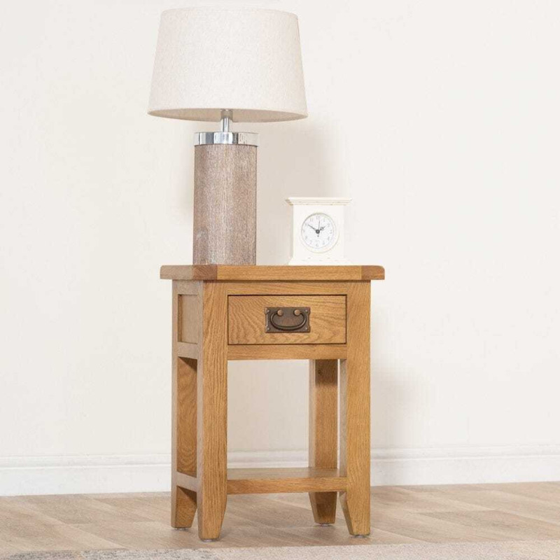 Rustic Oak 1 Drawer Small Lamp Table by Chiltern Oak Furniture ...