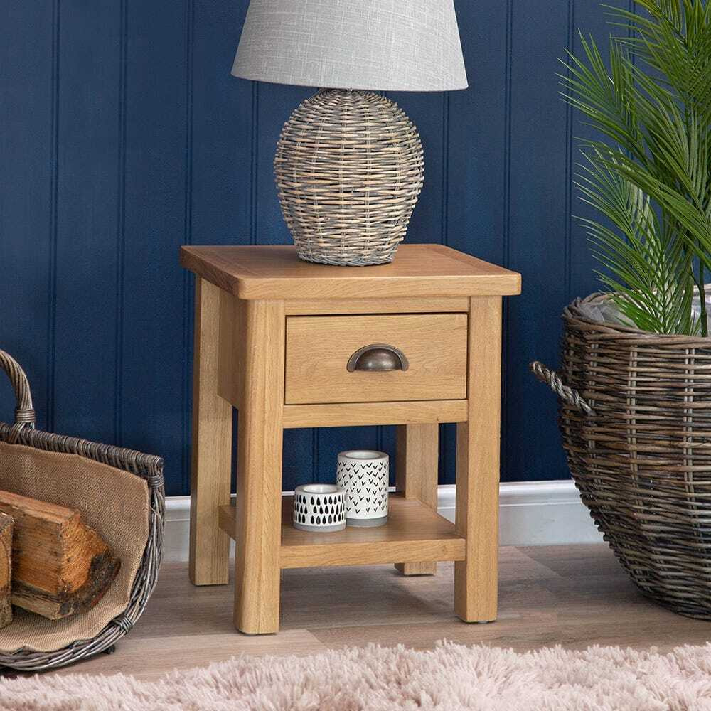 Rutland Oak Lamp Table with Drawer by Chiltern Oak Furniture | ufurnish.com