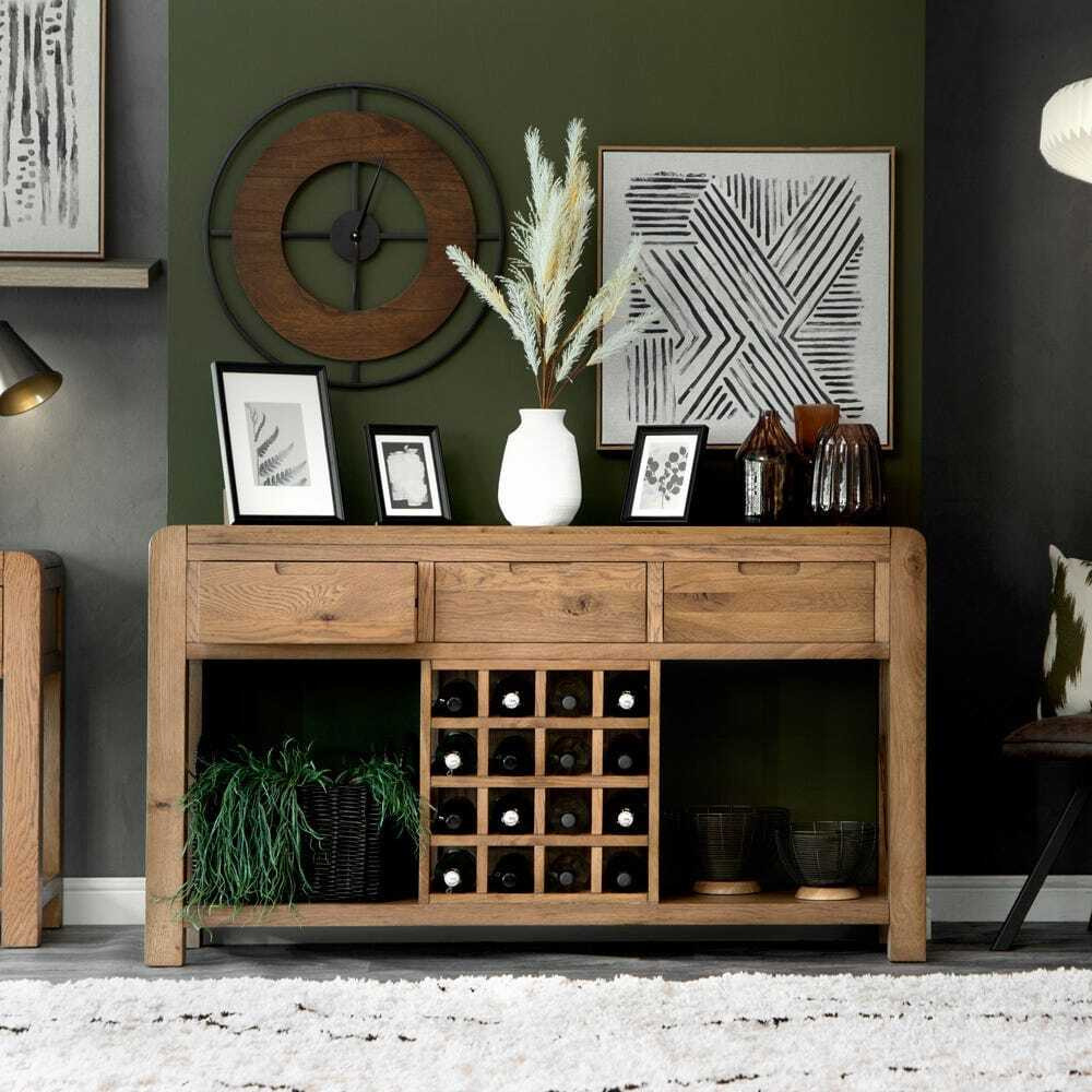Oslo Chunky Oak Large Sideboard Wine Rack by Chiltern Oak Furniture ...