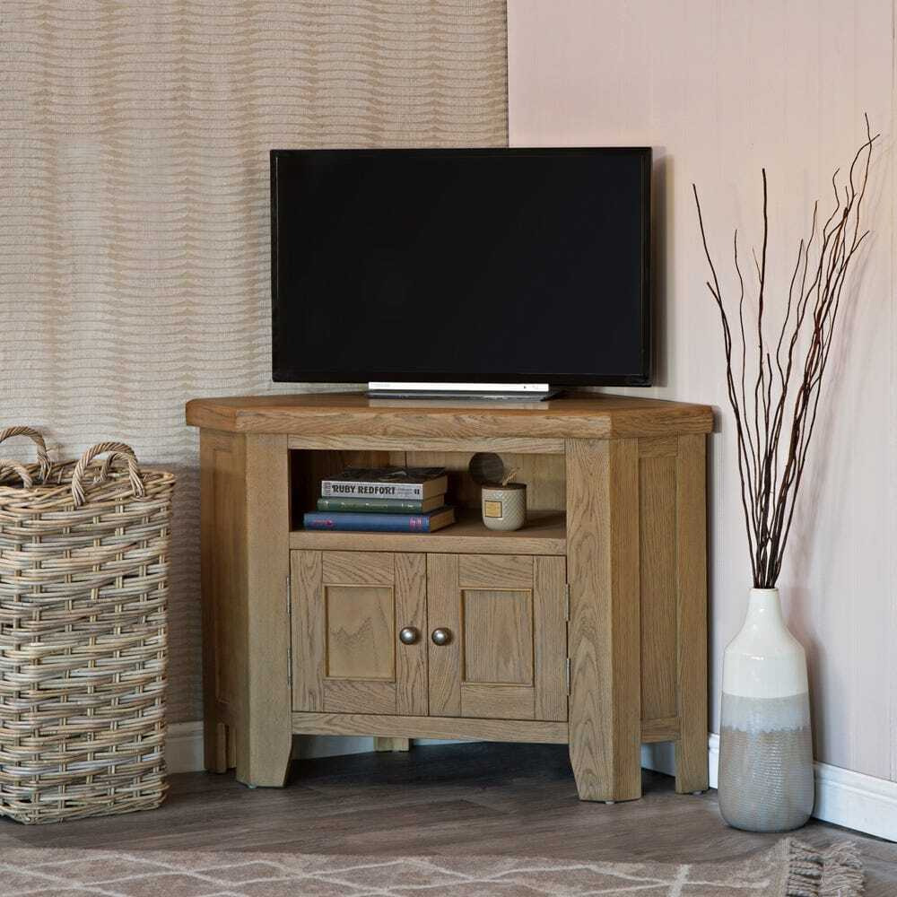 Wessex Smoked Oak Corner TV Unit by Chiltern Oak Furniture | ufurnish.com