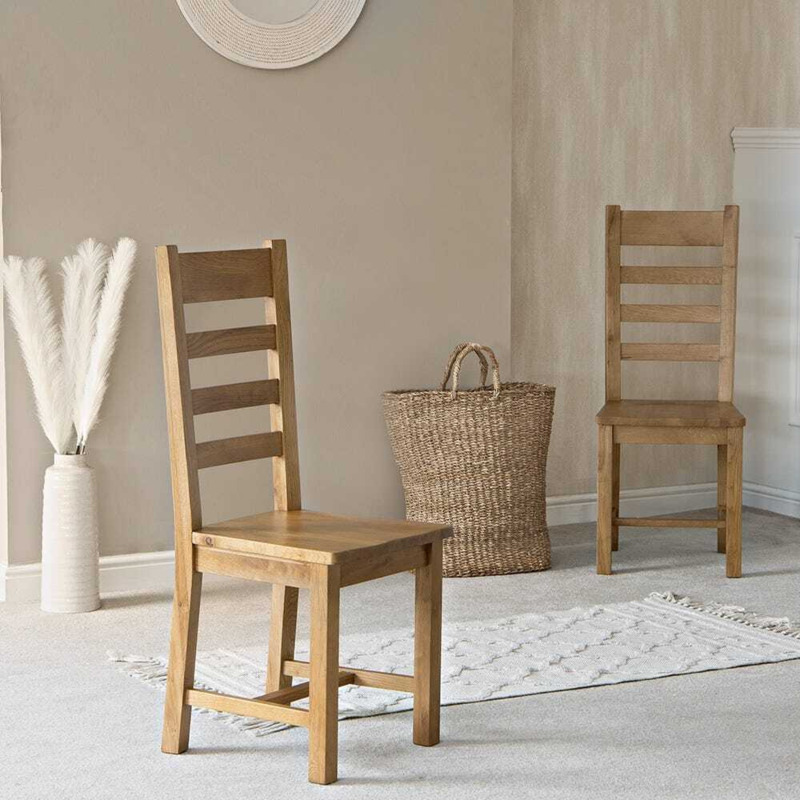 Rustic Oak Slat Back Chair With Wooden Seat by Chiltern Oak Furniture ...